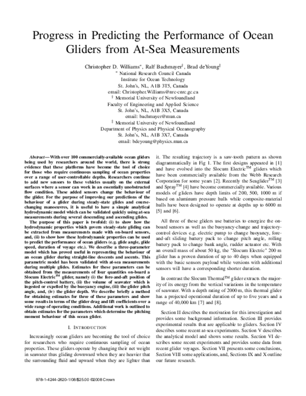 (PDF) Progress in predicting the performance of ocean gliders from at ...