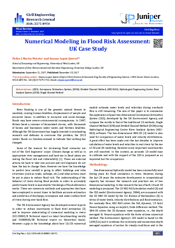 (PDF) Numerical Modeling in Flood Risk Assessment: UK Case Study ...