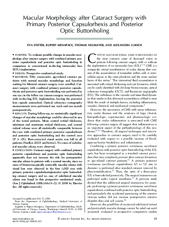 (PDF) Macular Morphology after Cataract Surgery with Primary Posterior ...