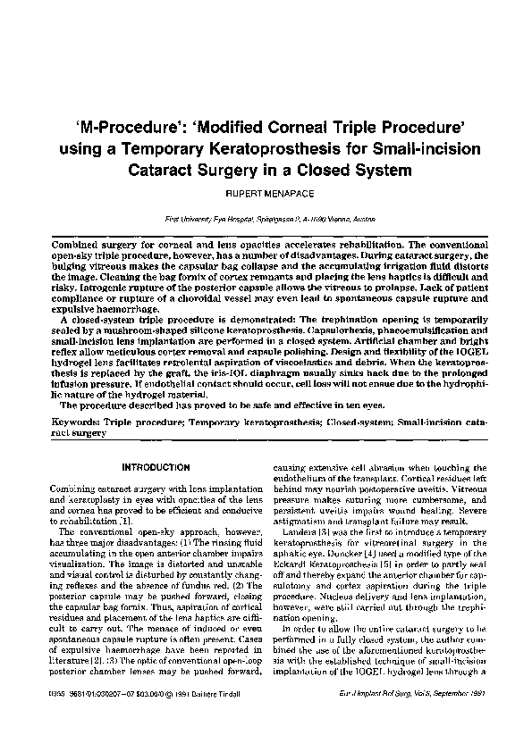 (PDF) ‘M-Procedure’: ‘Modified Corneal Triple Procedure’ using a ...