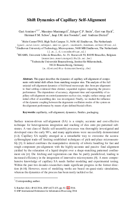 (PDF) Capillary Self-Alignment Dynamics with Initial Offsets