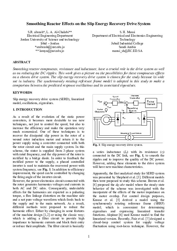 Pdf Smoothing Reactor Effect On An Induction Motor Drive System