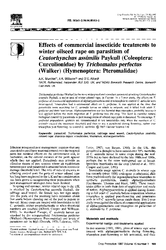 (PDF) Effects of commercial insecticide treatments to winter oilseed ...