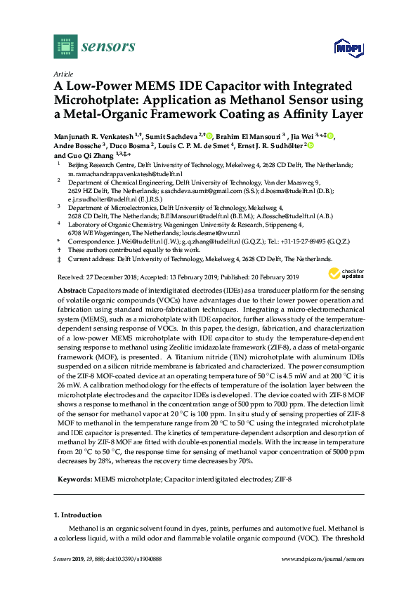 (PDF) A Low-Power MEMS IDE Capacitor with Integrated Microhotplate ...