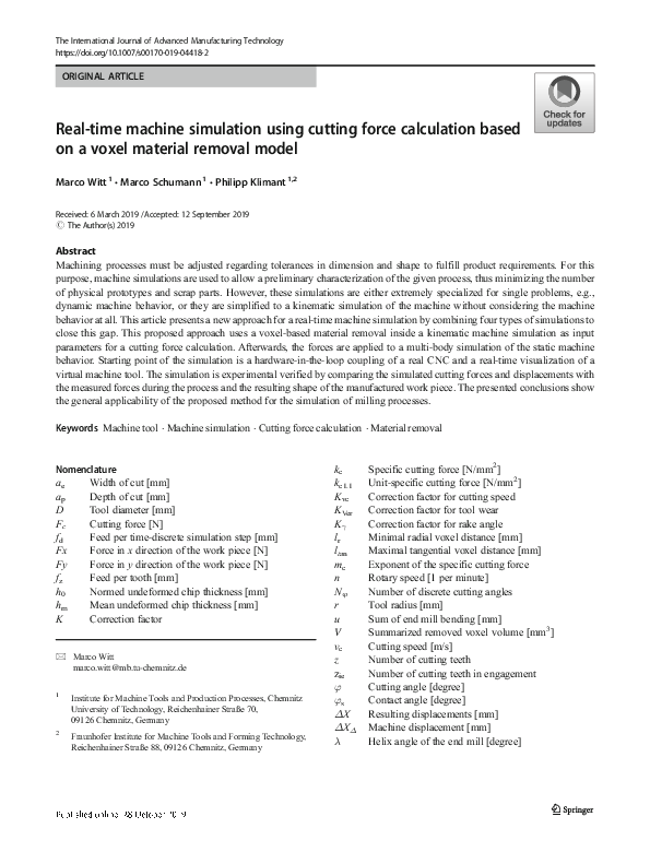 (PDF) Real-time machine simulation using cutting force calculation ...