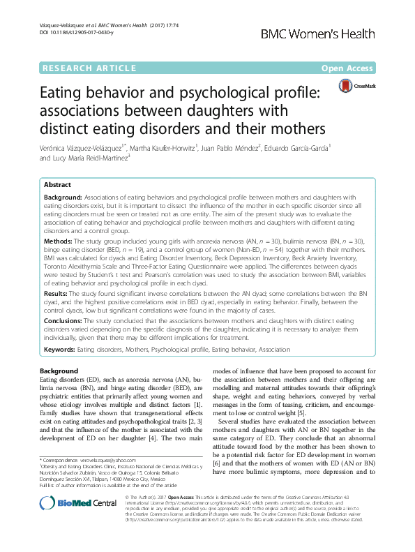 (PDF) Eating behavior and psychological profile: associations between ...