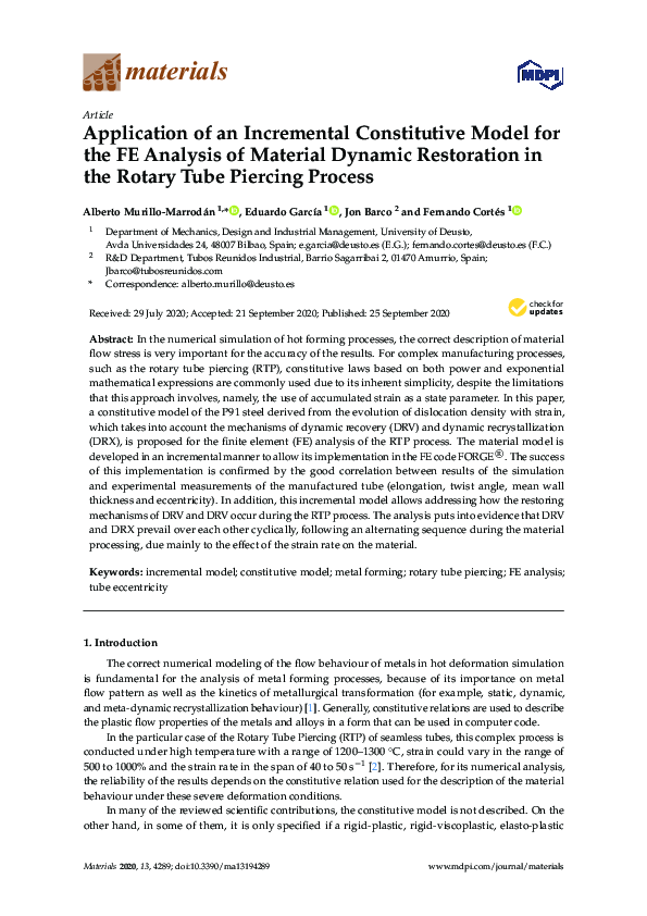 (PDF) Application of an Incremental Constitutive Model for the FE ...