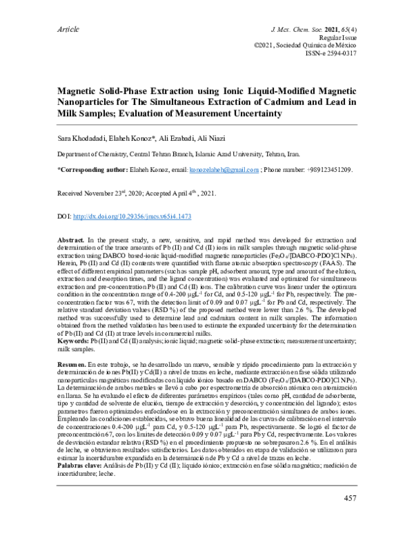 (PDF) Magnetic Solid-Phase Extraction using Ionic Liquid-Modified Magnetic Nanoparticles for The ...