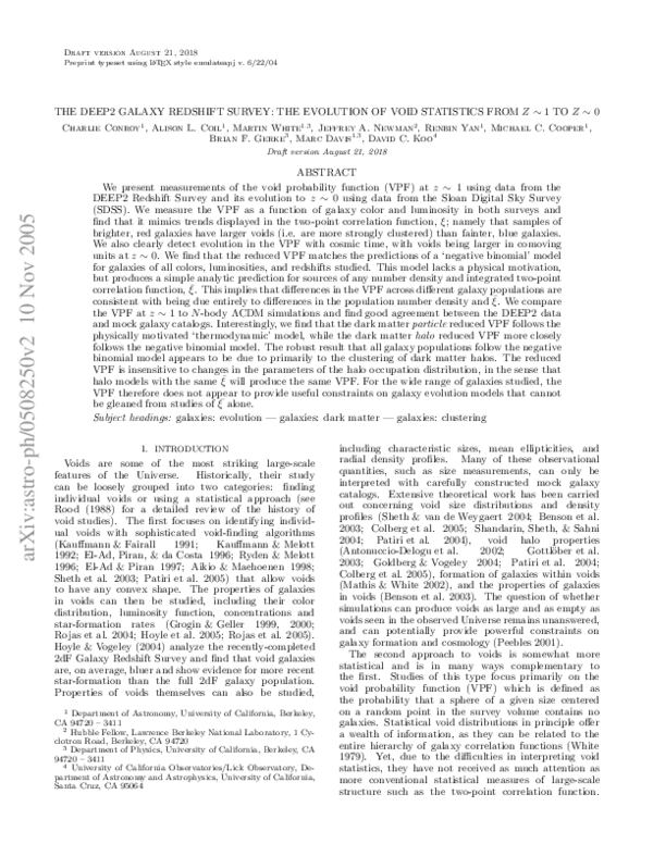 (PDF) The DEEP2 Galaxy Redshift Survey: The Evolution of Void ...