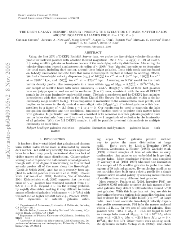 (PDF) The DEEP2 Galaxy Redshift Survey: Probing the Evolution of Dark ...