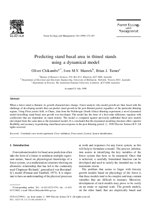 (PDF) Predicting stand basal area in thined stands using a dynamical model