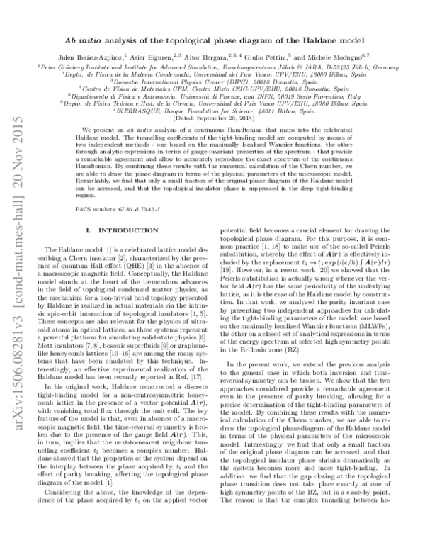 (PDF) Ab initio analysis of the topological phase diagram of the ...