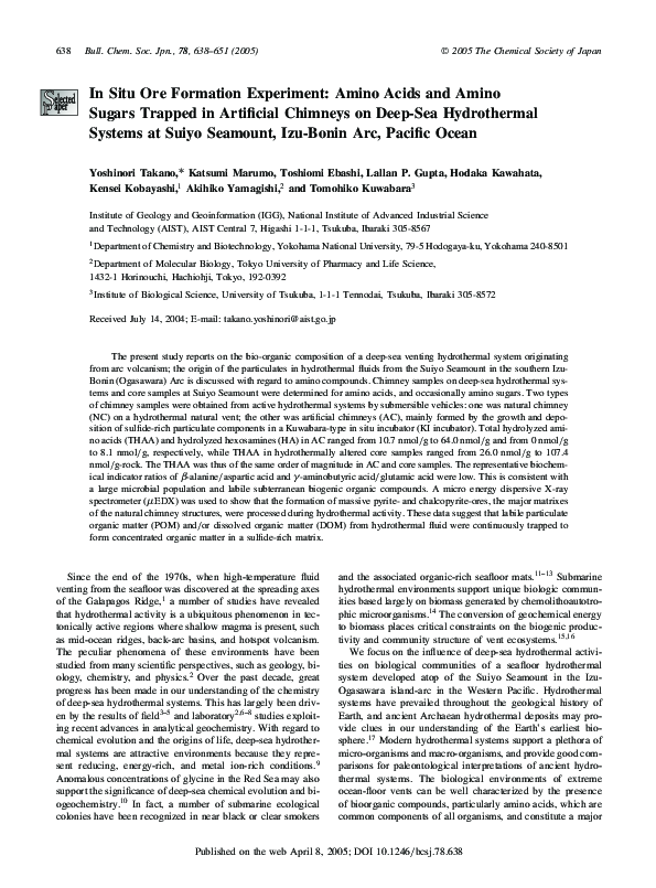 (PDF) In Situ Ore Formation Experiment: Amino Acids and Amino Sugars ...