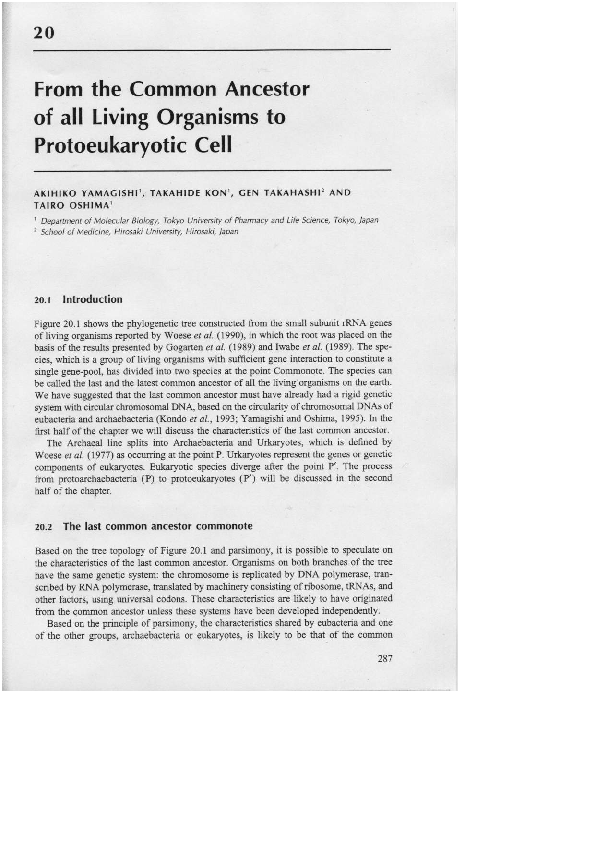 (PDF) From the common ancestor of all living organisms to ...