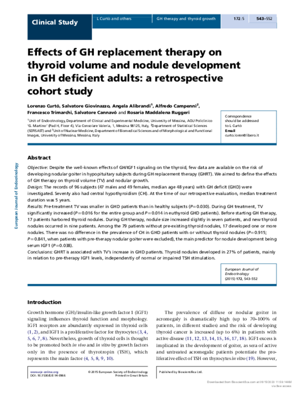 (PDF) Effects of GH replacement therapy on thyroid volume and nodule ...