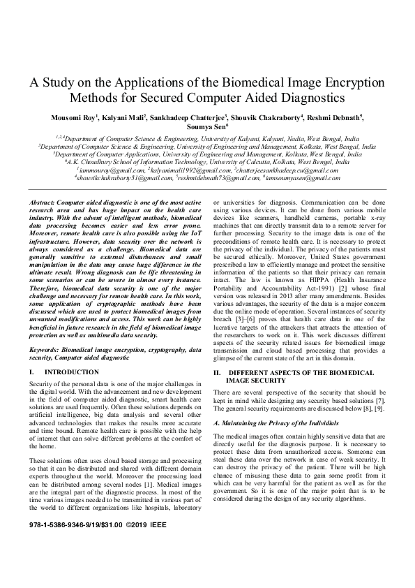 (PDF) A Study on the Applications of the Biomedical Image Encryption ...