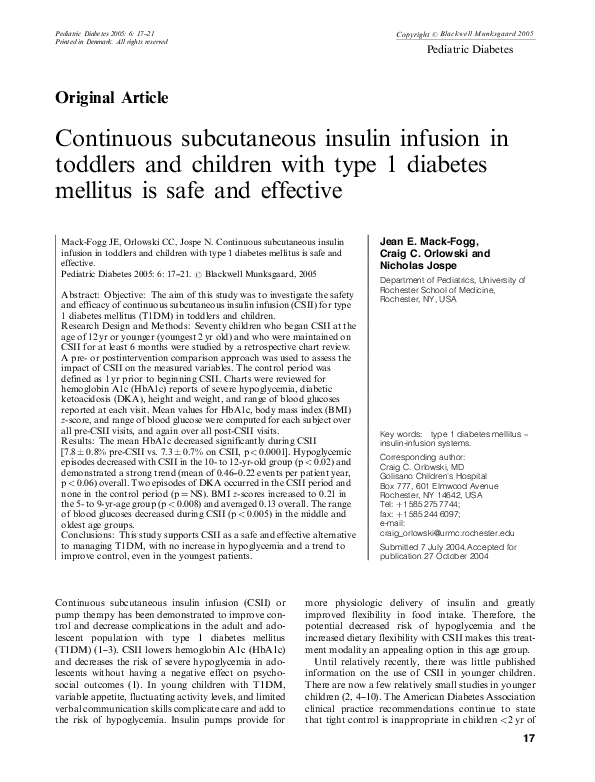 (PDF) Continuous subcutaneous insulin infusion in type 1 diabetic Saudi ...