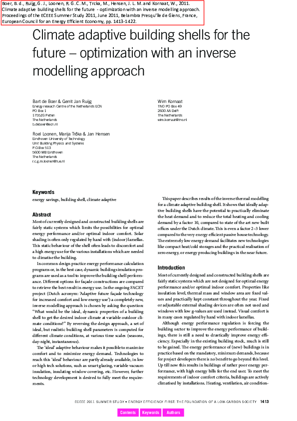 (PDF) Climate adaptive building shells for the future ? optimization ...