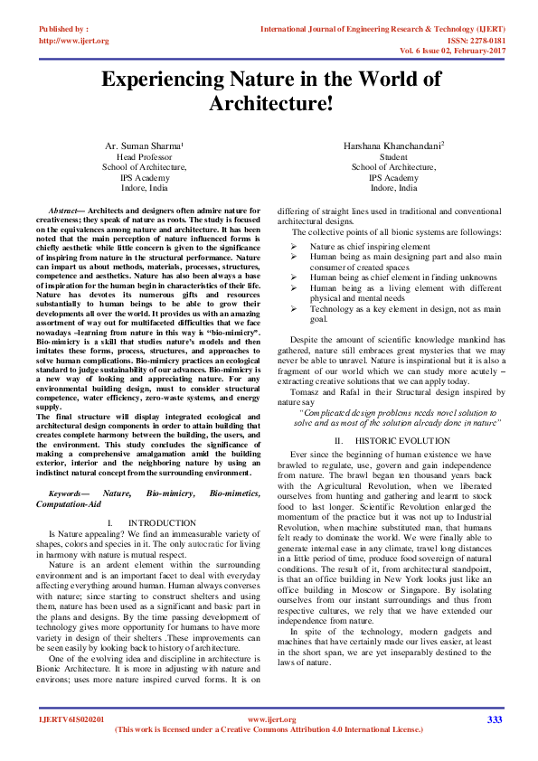 (PDF) Experiencing Nature in the World of Architecture!
