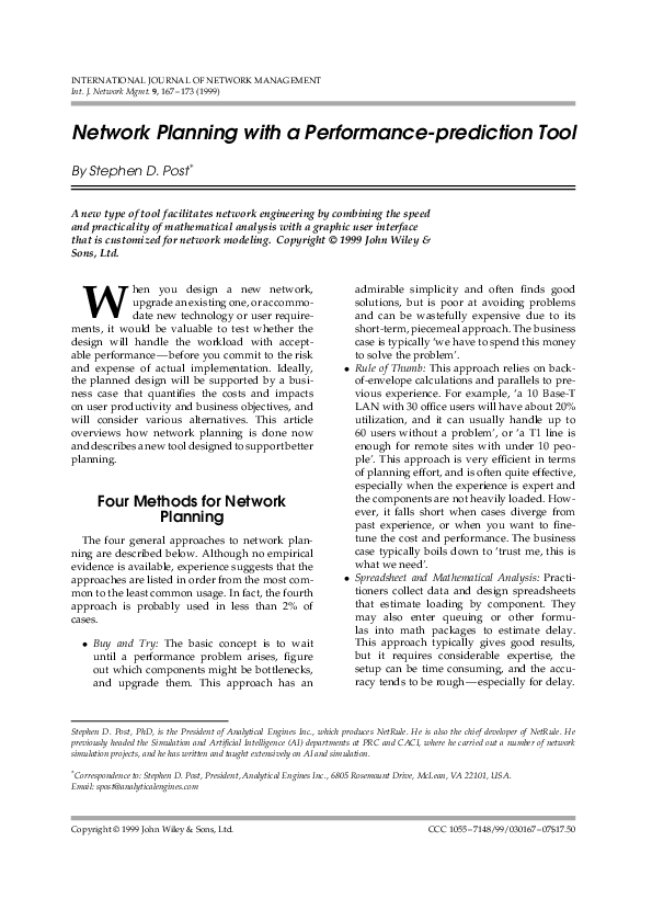 (PDF) Network planning with a performance-prediction tool