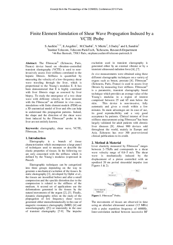 Finite Element Simulation of Shear Wave Propagation Induced by a VCTE Probe
