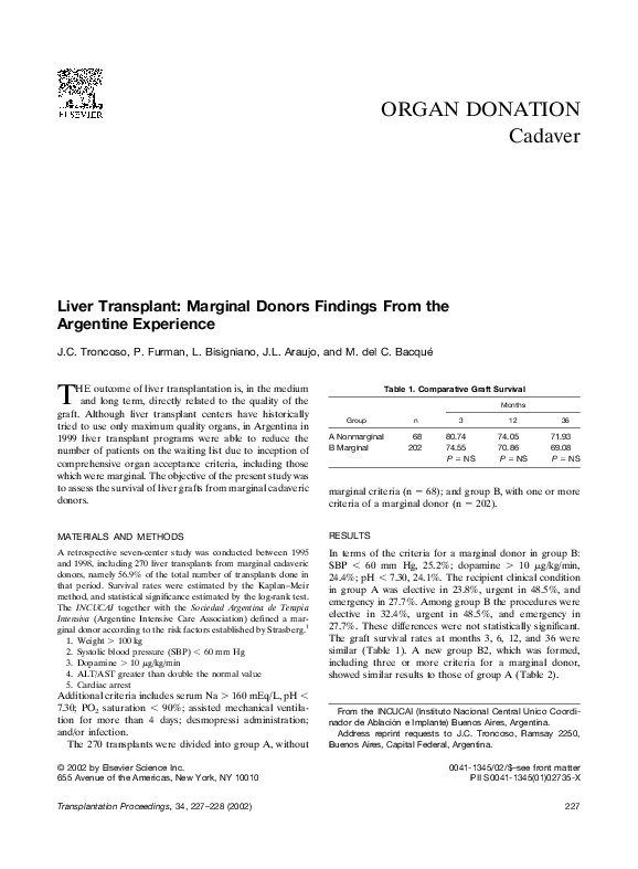 (PDF) Liver transplant: marginal donors findings from the Argentine ...