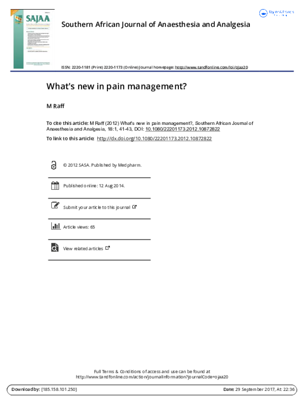 (PDF) What's new in pain management?