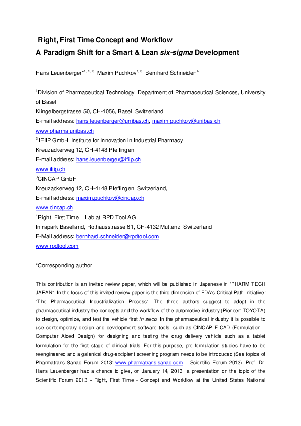 (PDF) Right, First Time Concept and Workflow A Paradigm Shift for a ...