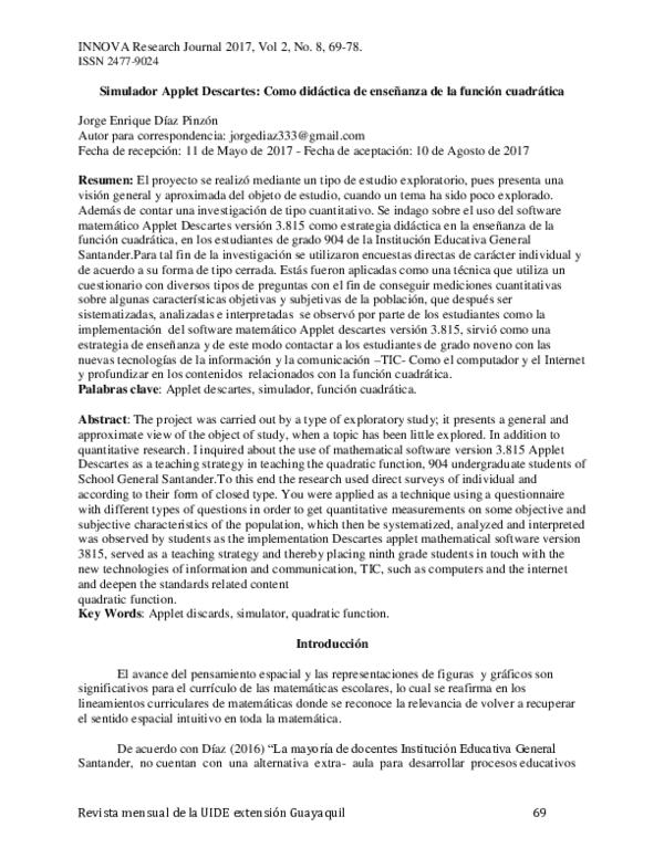 (PDF) Simulador Applet Descartes: Como didáctica de enseñanza de la ...