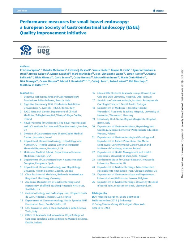 (PDF) Performance measures for small-bowel endoscopy: a European ...