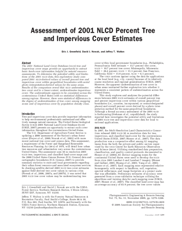 Assessment of 2001 NLCD Percent Tree and Impervious Cover Estimates