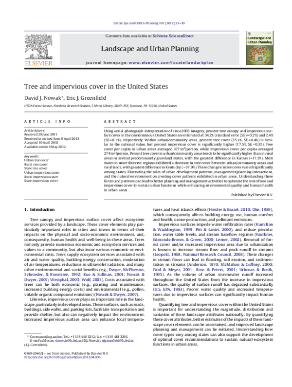 (PDF) Tree and impervious cover in the United States
