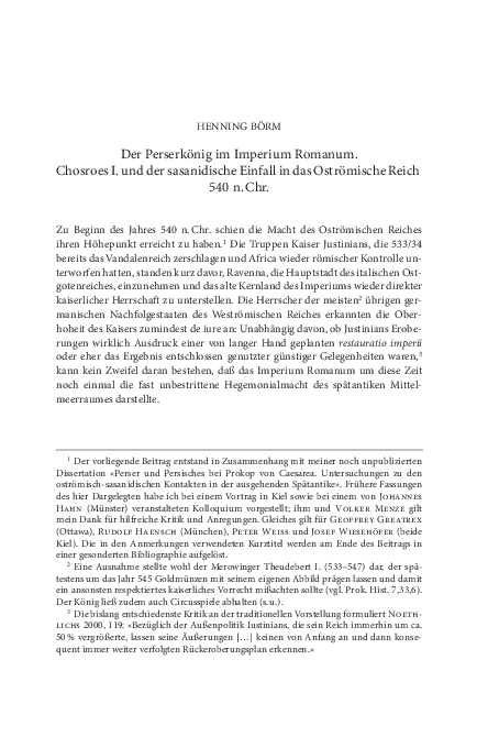 (PDF) Der Perserkönig im Imperium Romanum. Chosroes I. und der ...