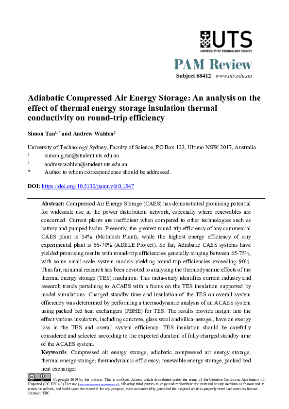(PDF) Adiabatic Compressed Air Energy Storage: An analysis on the ...