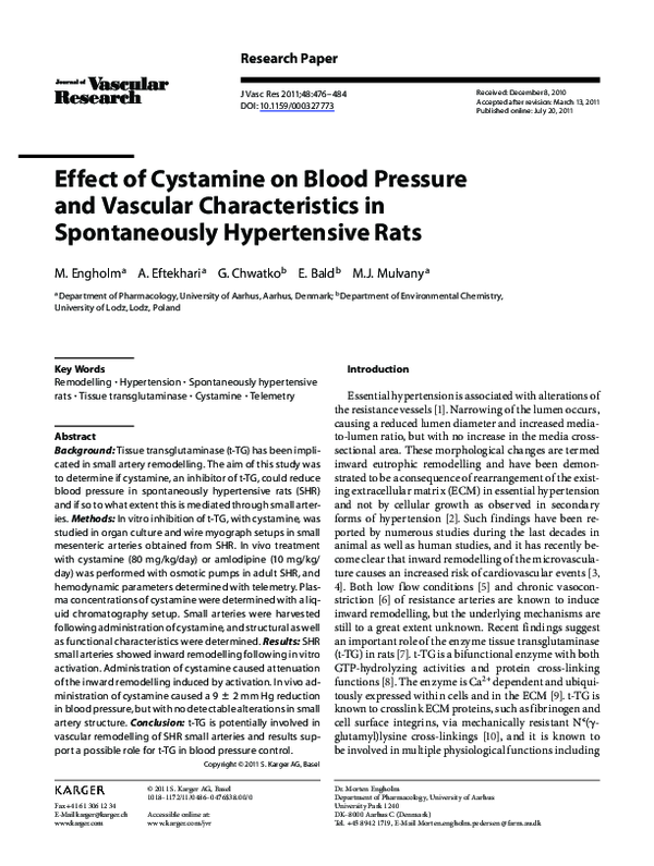 (PDF) Effect of Cystamine on Blood Pressure and Vascular ...