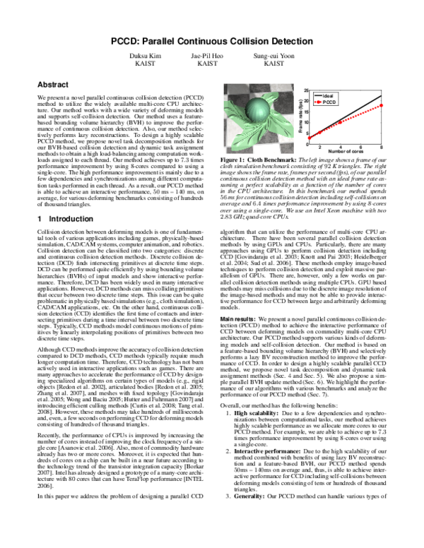 Pdf Pccd Parallel Continuous Collision Detection
