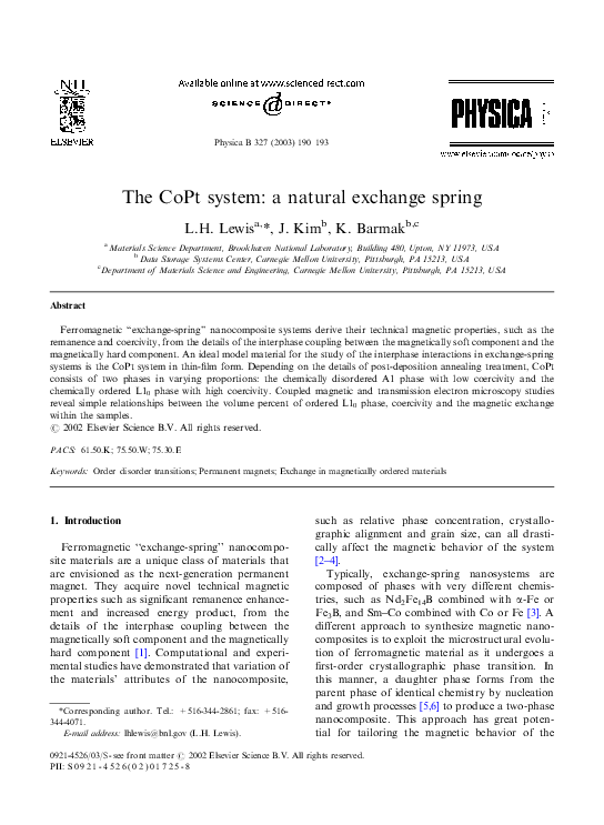(PDF) The CoPt system: a natural exchange spring