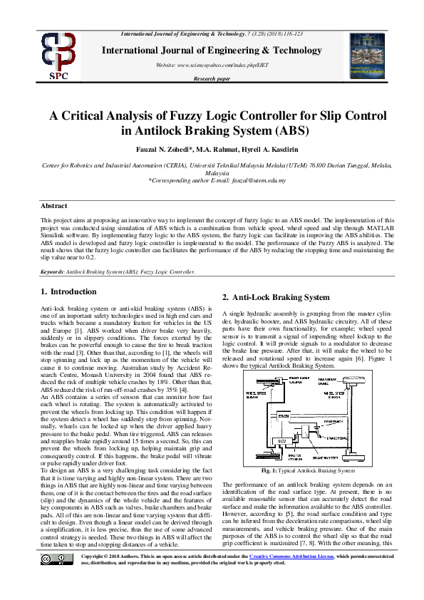 (PDF) A Critical Analysis of Fuzzy Logic Controller for Slip Control in ...