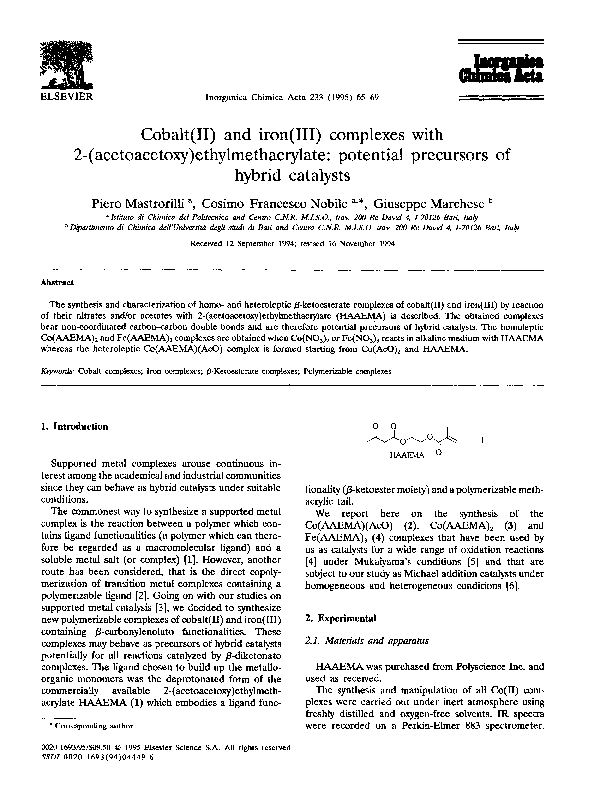(PDF) Cobalt(II) and iron(III) complexes with 2-(acetoacetoxy ...