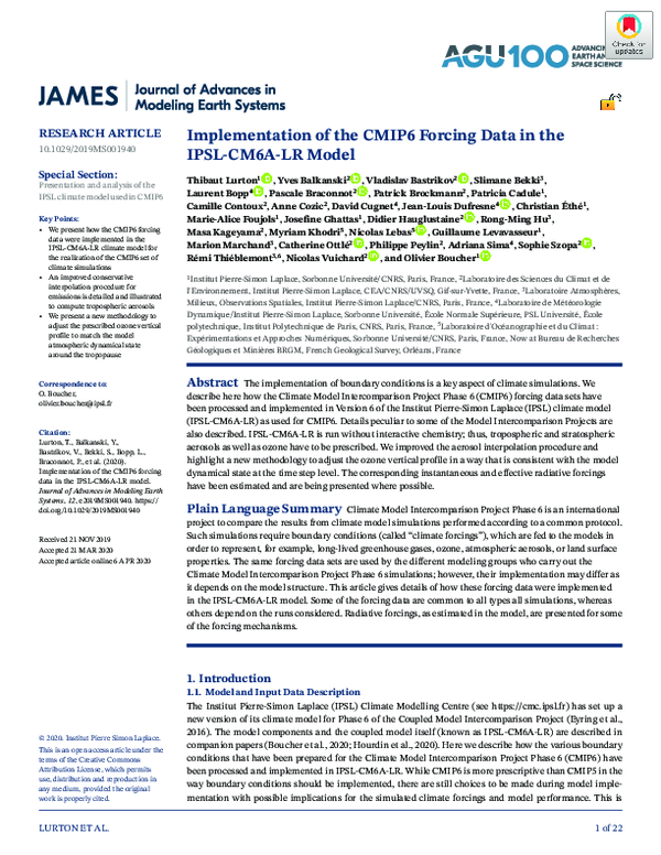 (PDF) Implementation of the CMIP6 Forcing Data in the IPSL‐CM6A‐LR Model