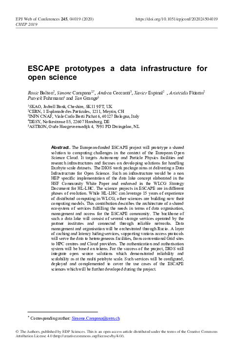 (PDF) ESCAPE prototypes a data infrastructure for open science | Andrea Ceccanti - Academia.edu