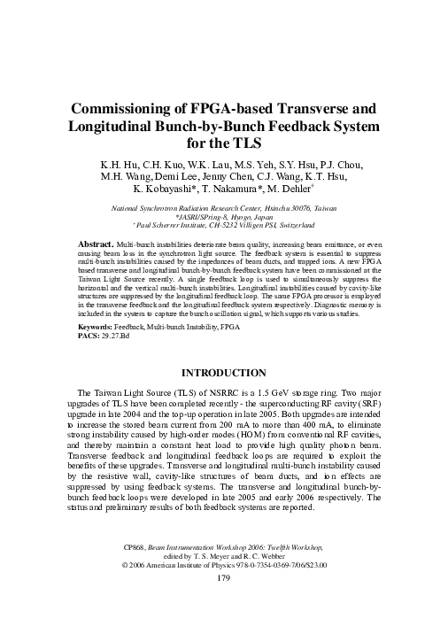 (PDF) Commissioning of FPGA-based Transverse and Longitudinal Bunch-by-Bunch Feedback System for ...