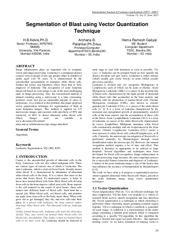 (PDF) Segmentation of Blast using Vector Quantization Technique