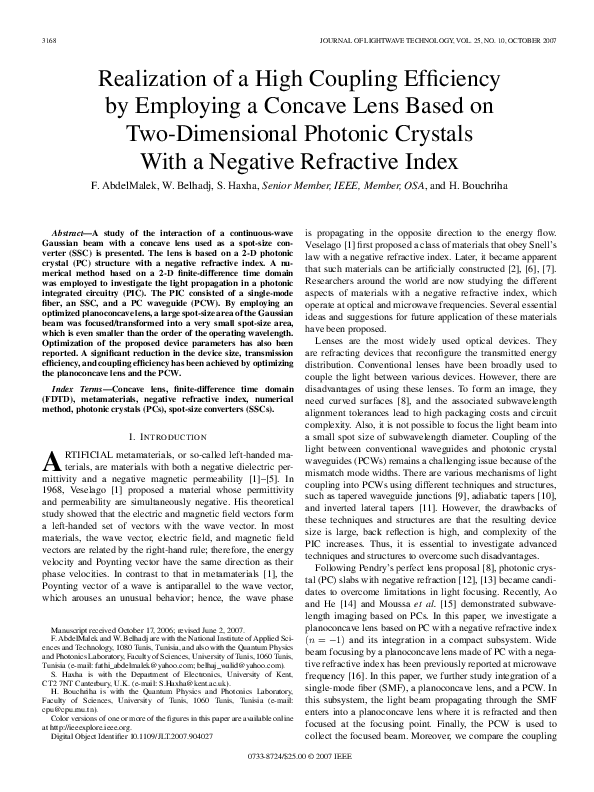 (PDF) Realization of a high coupling efficiency by employing a concave ...