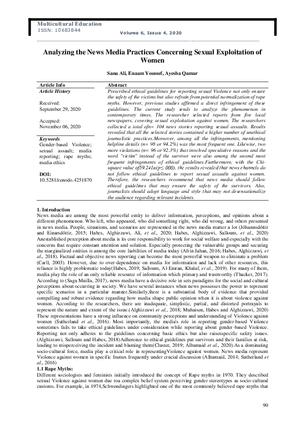 (PDF) Analyzing the News Media Practices Concerning Sexual Exploitation ...