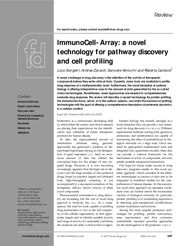 (PDF) ImmunoCell-Array: a novel technology for pathway discovery and ...