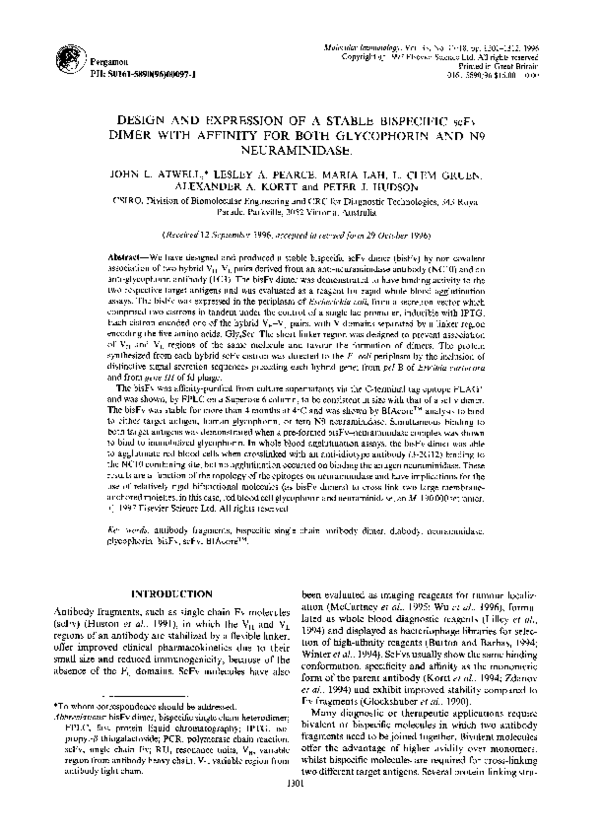 (PDF) Design and expression of a stable bispecific scFv dimer with ...