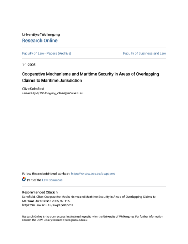 (PDF) Cooperative Mechanisms and Maritime Security in Areas of ...
