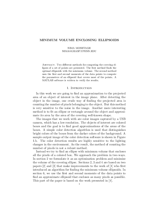 (PDF) Minimum Volume Enclosing Ellipsoids