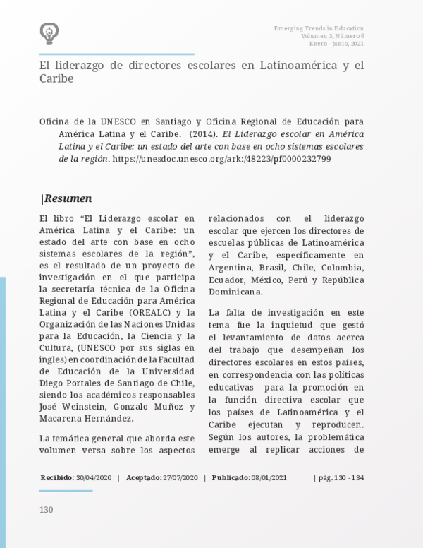 (PDF) El liderazgo de directores escolares en Latinoamérica y el Caribe
